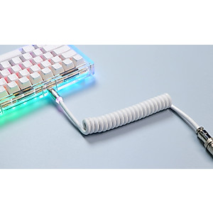 EPOMAKER Puff Aviator Coiled USB Cable, Type C Detachable Mechanical Gaming Keyboard Cable for Win/Mac/Gamers, Suitable for RT100/TH68 PRO/TH80 PRO/TH96/TH80 SE/CIDOO V65. etc(Puff White)