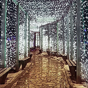 hyrion Warm White Curtain String Light + White LED Curtain Light