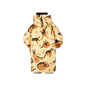 Huglanket German Shepherd Gifts for Women Men, Wearable Flannel Blanket Hoodie, Oversized Hooded Sweatshirt, One Size, Cartoon