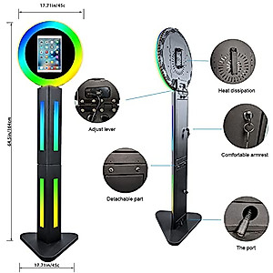 HITUGU Portable Photo Booth for iPad Pro 11'' 3rd/2nd/1st Generation Selfie Station Machine Metal Shell with Software,RGB Ring Light,Music Sync RGB Light Box,Remote Control,Flight Case for Parties