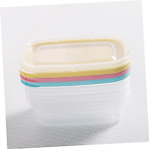 UPKOCH Stackable Mini Plastic Crisper Rectangular Food Containers 200ml Sealed Boxes Microwave Safe for Lunch Travel Color