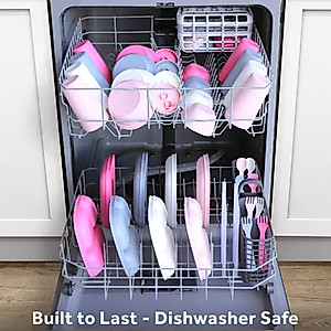 Re-Play Made in USA 12 Oz. Reusable Plastic Bowls, Pack of 4 Without Lid - Dishwasher and Microwave Safe Bowls for Snacks and Everyday Dining - Toddler Bowl Set 5.75" x 5.75" x 2", Modern Blush