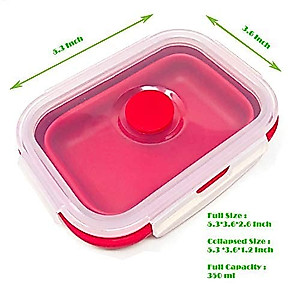 Set of 4 Collapsible Silicone Food Storage Container, Leftover Meal box For Kitchen, Bento Lunch Boxes, BPA Free, Microwave, Dishwasher and Freezer Safe. Foldable Design Saves Your Space.