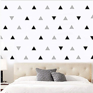 Triangle Wall Stickers Vinyl 160Pcs Black and Grey Wall Decals Peel and Stick Modern Wall Stickers Geometric Wall Decal Kids Wall Stickers Neutral Wall Stickers for Bedroom Living Room Nursery Decor