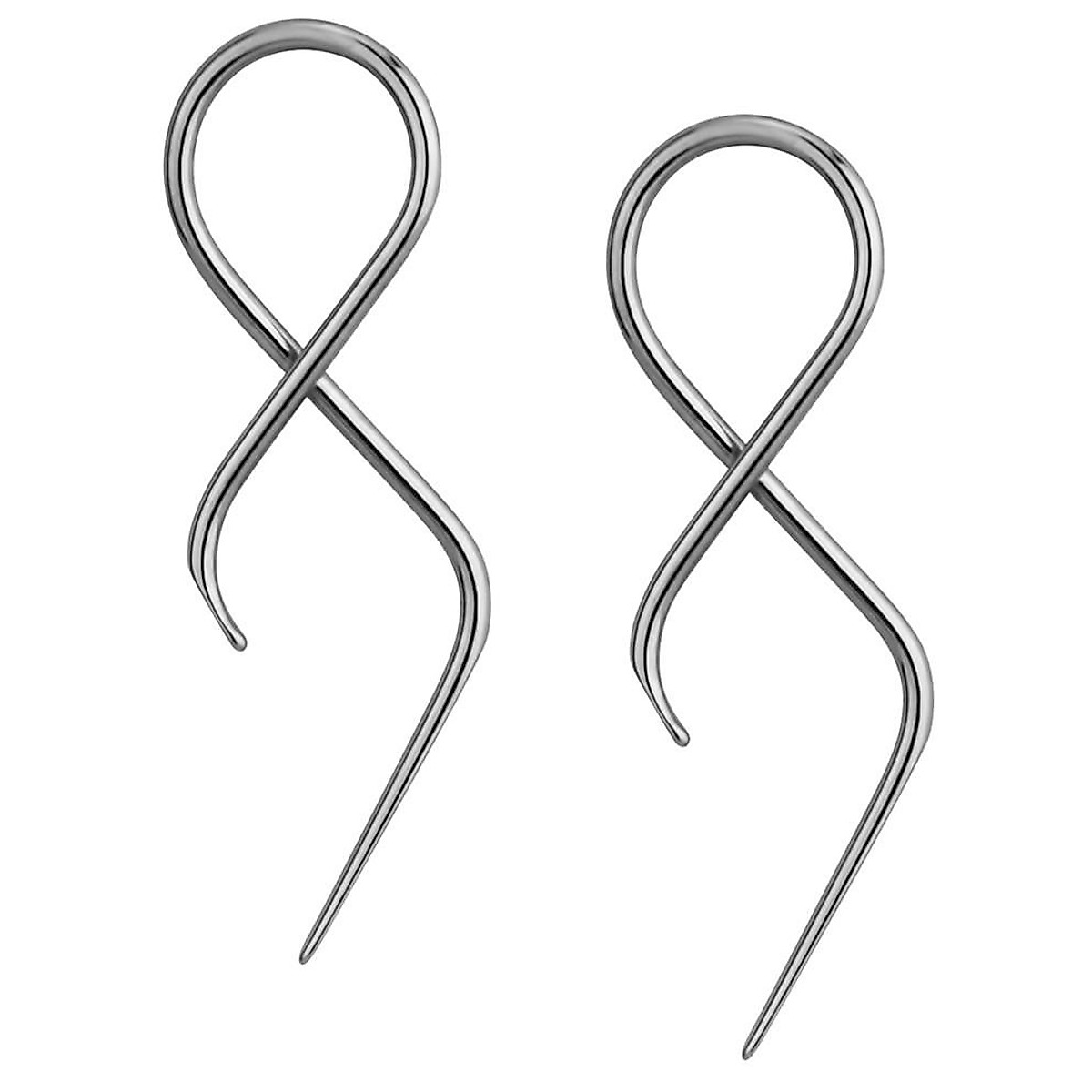 Forbidden Body Jewelry Surgical Steel Earrings Pair of Twisting Hanging Loop 16 Gauge Earrings