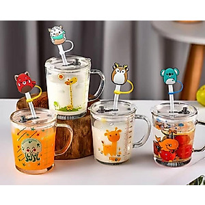 21 Pcs Silicone Straw Topper Party Straw Tips Birthday Party Straw Cap Cover Cartoon Anime Straw Cover Rubber Tips for Straws Cow Reusable Drinking Straw Tips Lids for Kids Party Supplies Party Favor