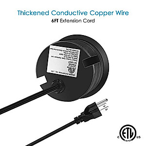 3 inch Desk Power Grommet, USB Grommet with Green Port, Desk Hole Round Grommet Outlets with 2 AC Outlets and 2 USB Ports 6.5FT Heavy Duty Power Cord