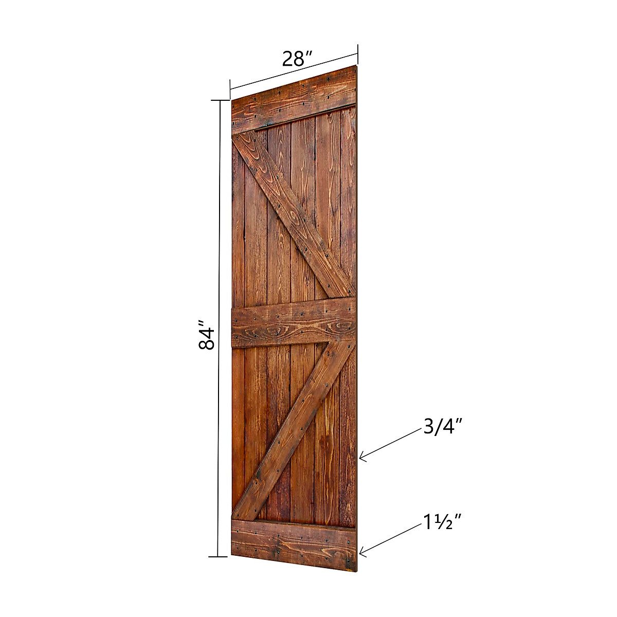 ISLIFE 56in X 84in Set of 2 Paneled Wood Painted K Series Solid Wood Interior Single Door DIY Interior Barn Doors with Installation Hardware Kit +2handls(Classic Walnut)