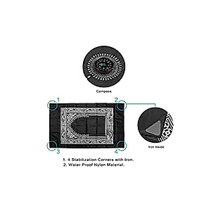 MuslimTravel Prayer Rug with Compass,Pocket Size Praying Mat Best Islamic Gift for Muslim (Dark Green&Black)