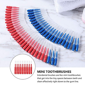 Healifty 50pcs Interdental Brushes Dental Floss Picks Toothbrush 3mm Oral Cleaner Personal Health Care Supplies for Kids Adults Red