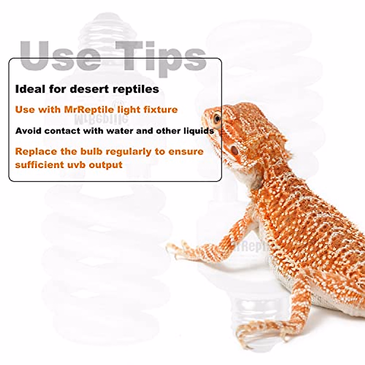 MRREPTILE UVB Reptile Light 10.0, Ideal for Desert Reptiles, Bearded Dragon UVB Light 26W