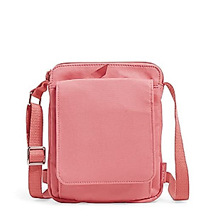 Vera Bradley Women's Cotton Mini Hipster Crossbody Purse With RFID Protection, Rouge Rose - Recycled Cotton, One Size