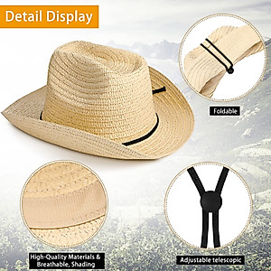 SATINIOR 12 Set Straw Cowboy Caps and Bandanas Cowboy Party cap Costume Head Bandana Bulk Western Accessories(Beige, Classic Style)