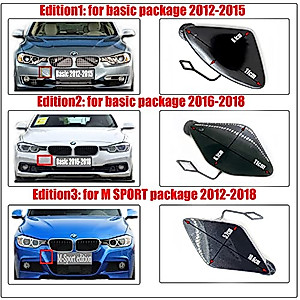 Trimla Front Tow Cover for 16-18 BMW 3 Series F30 F31 LCI Sedan Wagon Fit 320i 325d 328i 330d 330e 330i 340i 2016 2017 2018 Bumper Hook Eye Towing Cap 51117396837 (White)