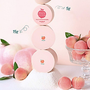SKINFOOD Peach Cotton Multi Finish Powder 15g - Peach Extract & Calamin Powder Contained Sebum Control Silky Powder for Oily Skin, Sweet Peach Scent with Baby Skin