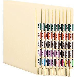 Smead BCCRN Bar-Style Color-Coded Numeric Label, 0-9, Label Roll, Assorted Colors (67380)