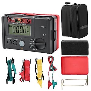 Resistance Meter, UT521 Digital Earth Tester Earth Ground Insulation Resistance Meter Ohmmet LCD Backlit Data Logging with Handbag