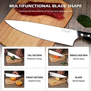 HOTLIFE Chef's Knife 8 inch, Utility Razor-Sharp Kitchen Knives Cutting Bread, Steak Meat, Vegetable Fruits - German HC Stainless Steel, Ergonomic Handle with Gift Box