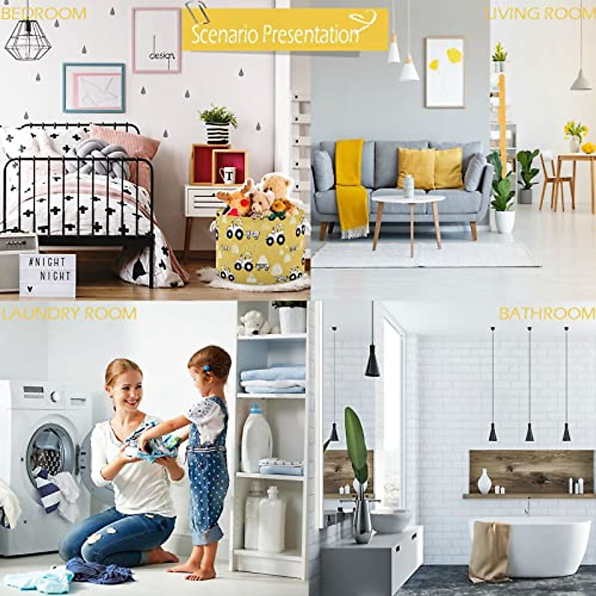 visesunny Hand-Painted Graffiti Tractor Laundry Baskets Fabric Storage Bin Storage Box Collapsible Storage Basket Toy Clothes Shelves Basket for Bathroom,Bedroom,Nursery,Closet,Office