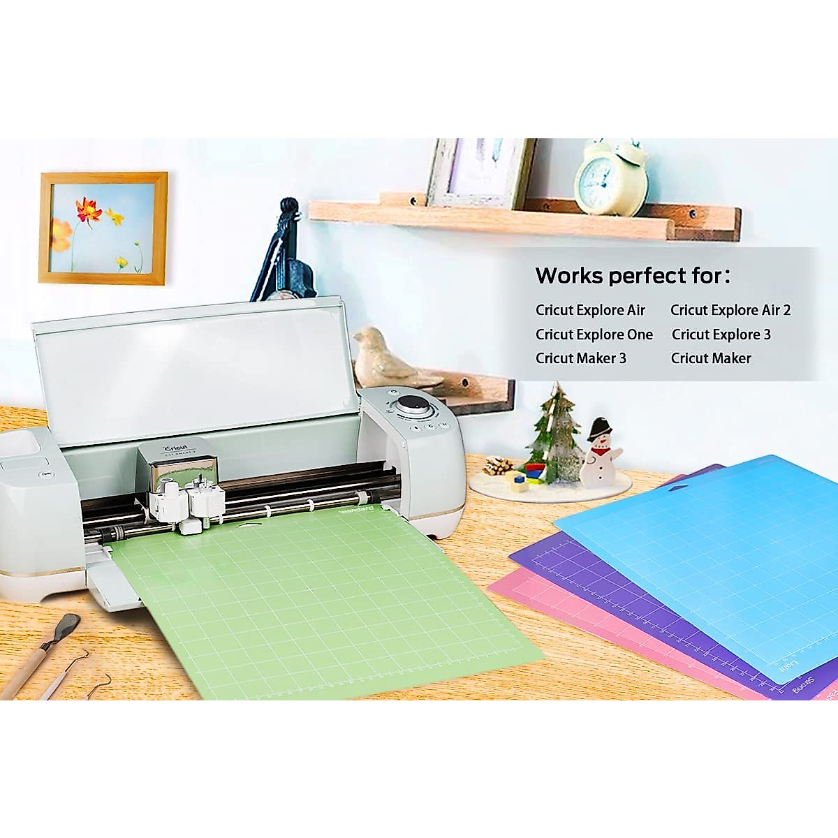 Gwybkq Cutting Mat for Cricut Maker 3/Maker/Explore 3/Air 2/Air/One 4 Pack 12x12 VarietyGrip Cut Replacement Accessories Green/Blue/Purple/Pink Card Adhesive Sticky Pads