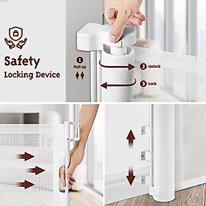 160 Inch Retractable Baby Gates Extra Wide Dog Gate for Extra Wide Openings Wide Retractable Gate Indoor Outdoor Large Baby Gate Retractable Dog Gate Extra Wide Baby Gate Garage Gate Deck Gate, White