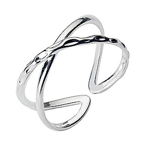 Minimalist Criss Cross Sterling Silver Open X Rings for Women Adjustable Wrap Cuff Stacking Statement Eternity Ring Engagement Finger Thumb Band