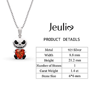 Jeulia Hug Me Love Confession Skull Heart Cut Sterling Silver Necklace for Women Wife Girlfriend Engagement Wedding Anniversary or Birthday Christmas With Jewelry Box (Red)