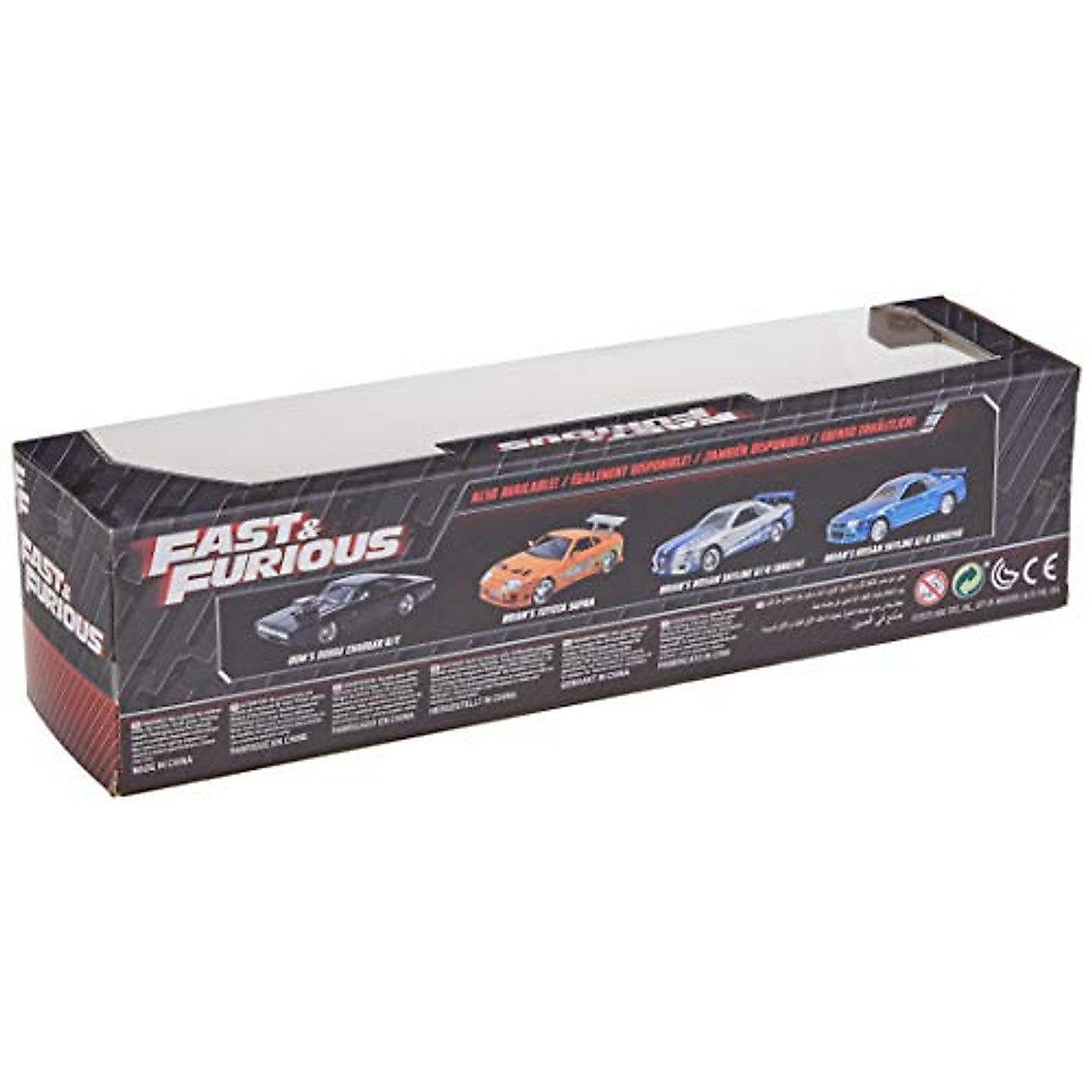 Fast & Furious Brian's Nissan Skyline GT-R R34 Silver & Nissan GT-R R34 Blue 1:32 Die - cast Car, Toys for Kids and Adults