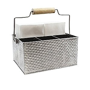 Tablecraft Brickhouse Collection Flatware/Utensil Caddy with Handle, 10¾ x 8½ x 4¾"