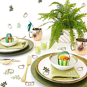 Fonder Mols Greenery Wedding Table Confetti,Boho Love Theme Party Confetti,Sage Leaf Rose Gold Rings Engagement Party Table Scatter,Bachelorette Bridal Shower Party Decorations Supplies 200 Pieces
