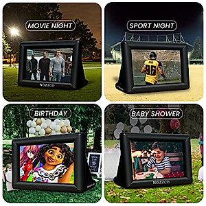 16 FT Outdoor Inflatable Projector Screen -NOZZCO- Portable Giant Movie Screen + 10x Printable Movie Ticker Templates + Lightweight & Easy to Inflate –Premium Material Made for Family Pool Party