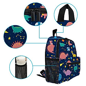 Dinosaurs Space with Planets Backpack Toddler Girls Boys Preschool School Bag Kids Casual Travel Daypack Bookbag Schoolbag for Primary Children Students