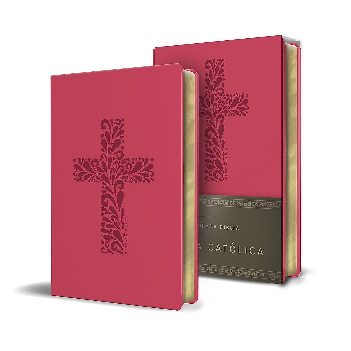 Biblia Católica en español. Símil piel fucsia, tamaño compacto / Catholic Bible. Spanish-Language, Leathersoft, Fucsia, Compact