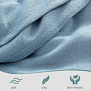 Cooling Bamboo Blankets, Queen Size Breathable Travel Summer Cool Blankets for Hot Sleeper Night Sweat,Cozy Soft Cold Throw Lightweight for Bed Couch All-Season Uses, 79"x86", Blue
