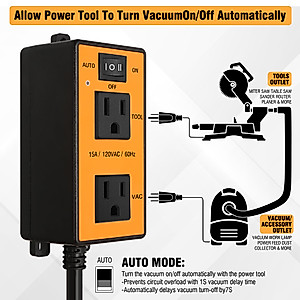 CHAOSEND Automatic Vacuum Switch Allows Power Tool/Table Saw to Turn Vacuum Cleaners/Accessories On and Off, Turn-On Delay Prevents Circuit Overloads Shop Dust Collector Off Delay