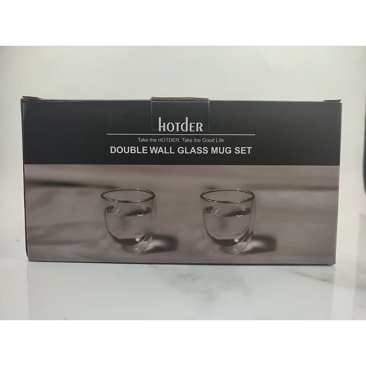 hotder Double Wall Insulated Glasses 8.5 Ounces-Clear Glass Coffee Cups,Clear Coffee Mugs … (2 PACK)