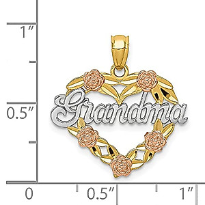 IceCarats 14K Two Tone Gold White Grandma Heart Love Necklace Nana Charm Grandmother Pendant Only