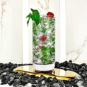 JoyJolt Faye 13oz Highball Glasses, 6pc Tall Glass Sets. Lead-Free Crystal Glass Drinking Glasses. Water Glasses, Mojito Glass Cups, Tom Collins Bar Glassware, and Mixed Drink Cocktail Glass Set