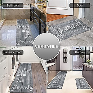 HEBE Anti Fatigue Kitchen Rug Sets 2 Pieces Non Slip Cushioned Kitchen Mats for Floor Waterproof Farmhouse Kitchen Rugs and Mats Set Comfort Standing Desk Mats for Office,Laundry Room