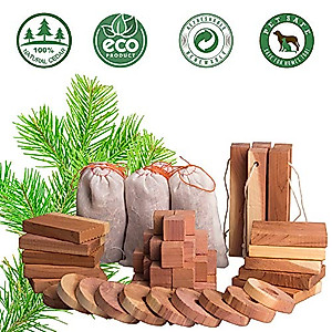 ACMETOP Aromatic Cedar Blocks for Clothes Storage, 100% Natural Cedar Balls Hangers Clothes Protector, Storage Accessories Closets & Drawers (60Pack)