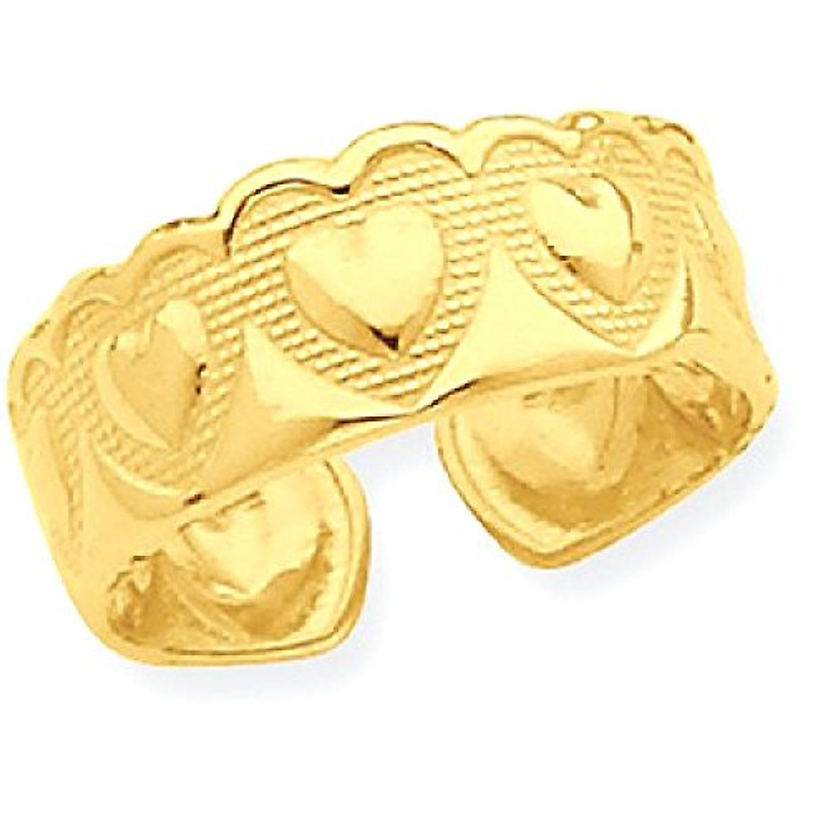 IceCarats 14K Yellow Gold Heart Love Adjustable Toe Ring Open Midi Band Summer Beach Jewelry