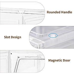LXLXXL Storage Bins with Lids, 6 Pack Clear Plastic Storage Containers with Magnetic Acrylic Door, 19 Qt Stackable Storage Box for Home,Office Organizing,white