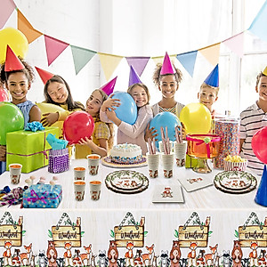 Woodland Creatures Party Supplies Baby Shower Decorations, Forest Animal Friends Theme Party Supplies, 32 Guests Dinner Plates, Dessert Plates,9 oz Cups and Napkins for Baby Shower and Birthday Party