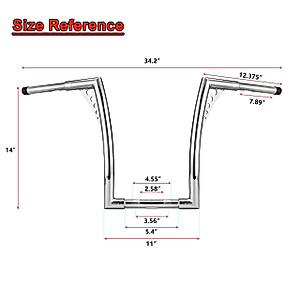 WeiSen Chrome 14" Ape Monkey Bar Handlebar 1-1/4" Handle Bars Compatible with Harley Dyna Softail Sportster XL 883 1200 ＆ Touring Road Glide Road King Models