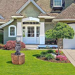 XYSFUZD Plastic Fake Owl for Garden Owl with Moving Head and Sound Owl Statues