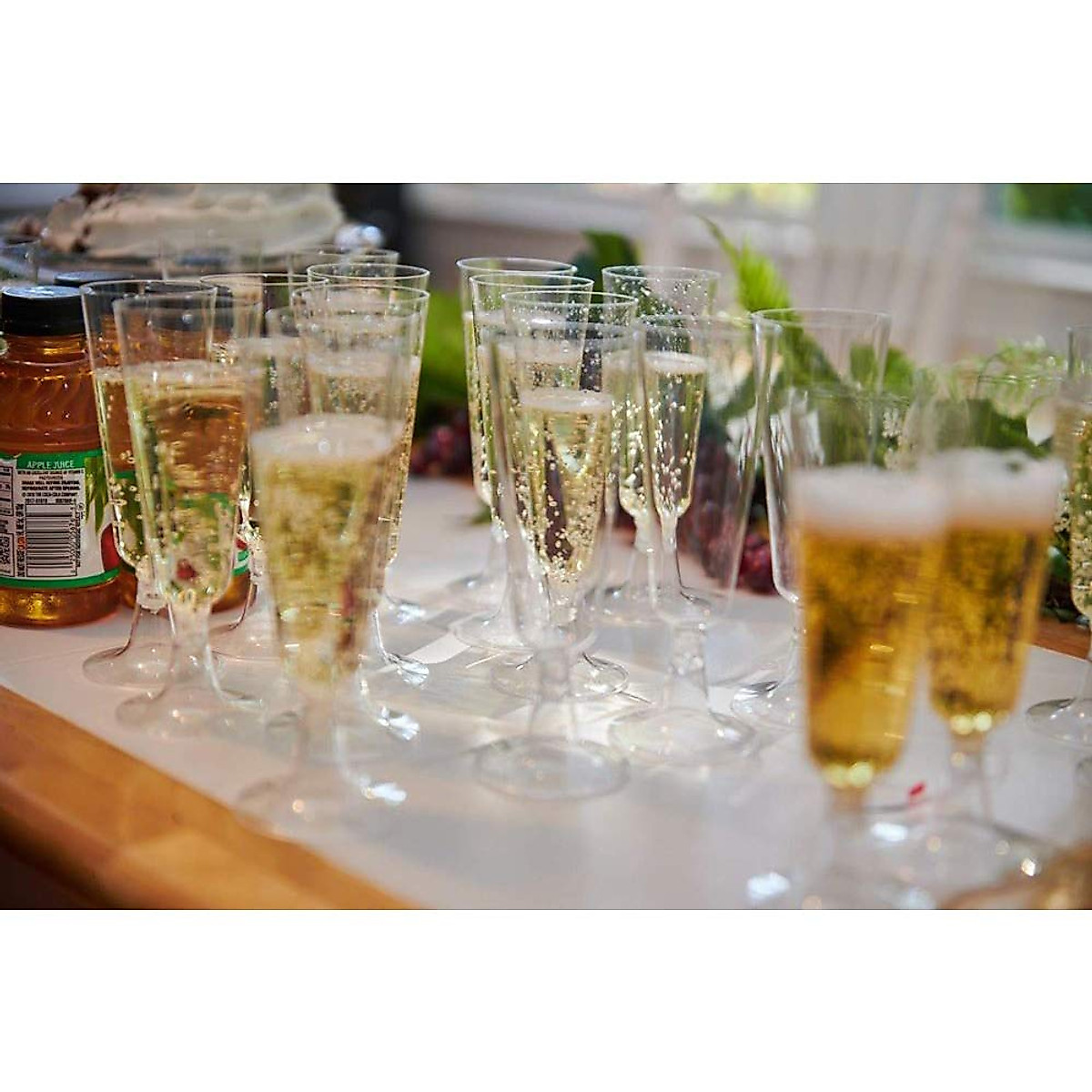 Hedume 100 Pack Champagne Flutes, 5oz Disposable Clear Plastic Champagne Glasses, Toasting Flute Set for Mimosas, Bloody Mary's, Wine Glasses, Sodas, Cocktail Cups, Parfaits, Sundaes etc