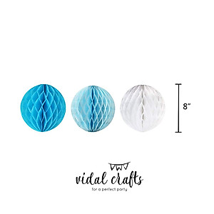 Vidal Crafts Baby Shower Decorations for Boy Complete Kit with Its a Boy Banner, Balloons, Paper Flowers, Honeycomb Balls, Paper Fans, and Oh Boy Foil Ideal Baby Boy Shower Decor and Party Supplies