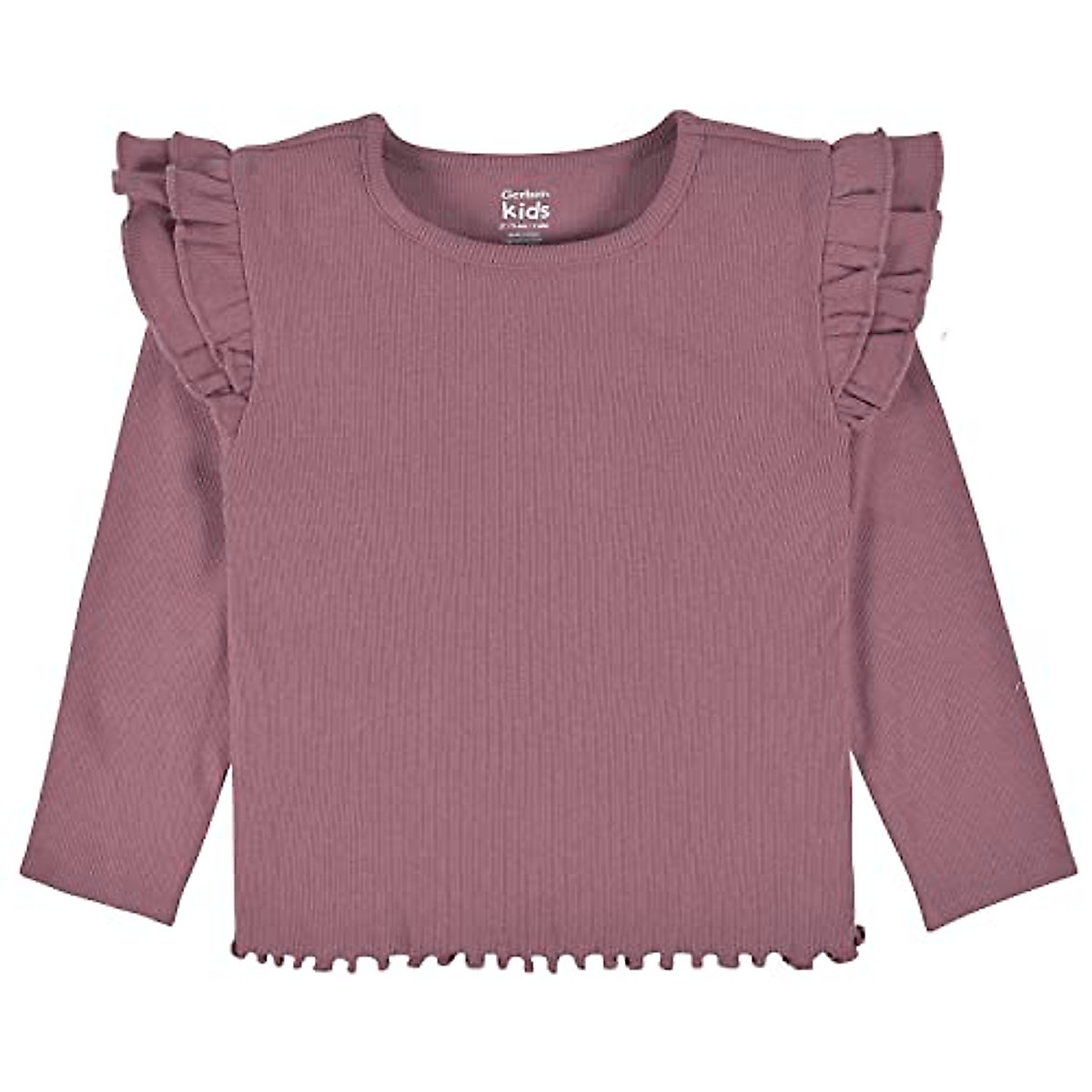 Gerber Baby Girl's Toddler 2-Pack Double Ruffle Long Sleeve Tops, Pink & Purple, 2T