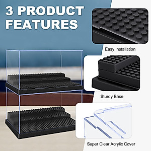 Minifigures Display Cases, 2 Pack Mini-Figure Display Box for Block Figures, Minifigures Case with 3 Removable Stands Fits for Lego Standard Figures, Compatible with Lego People (Black)