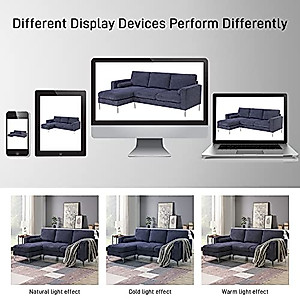 HAUSHECK L-Shaped Convertible Sectional Couch with Reversible Chaise Lounge,Chenille Fabric, Comfortable Cushions, Metal Leg, 2 Pillows Included, Mid-Century Modern Sofa for Living Room, Small Space